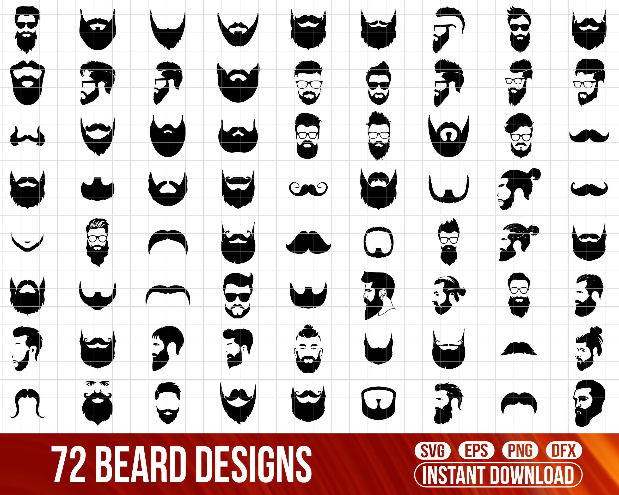 Beard SVG Bundle, Mustache Svg, Beard Clipart, Beard SVG Cut Files for ...