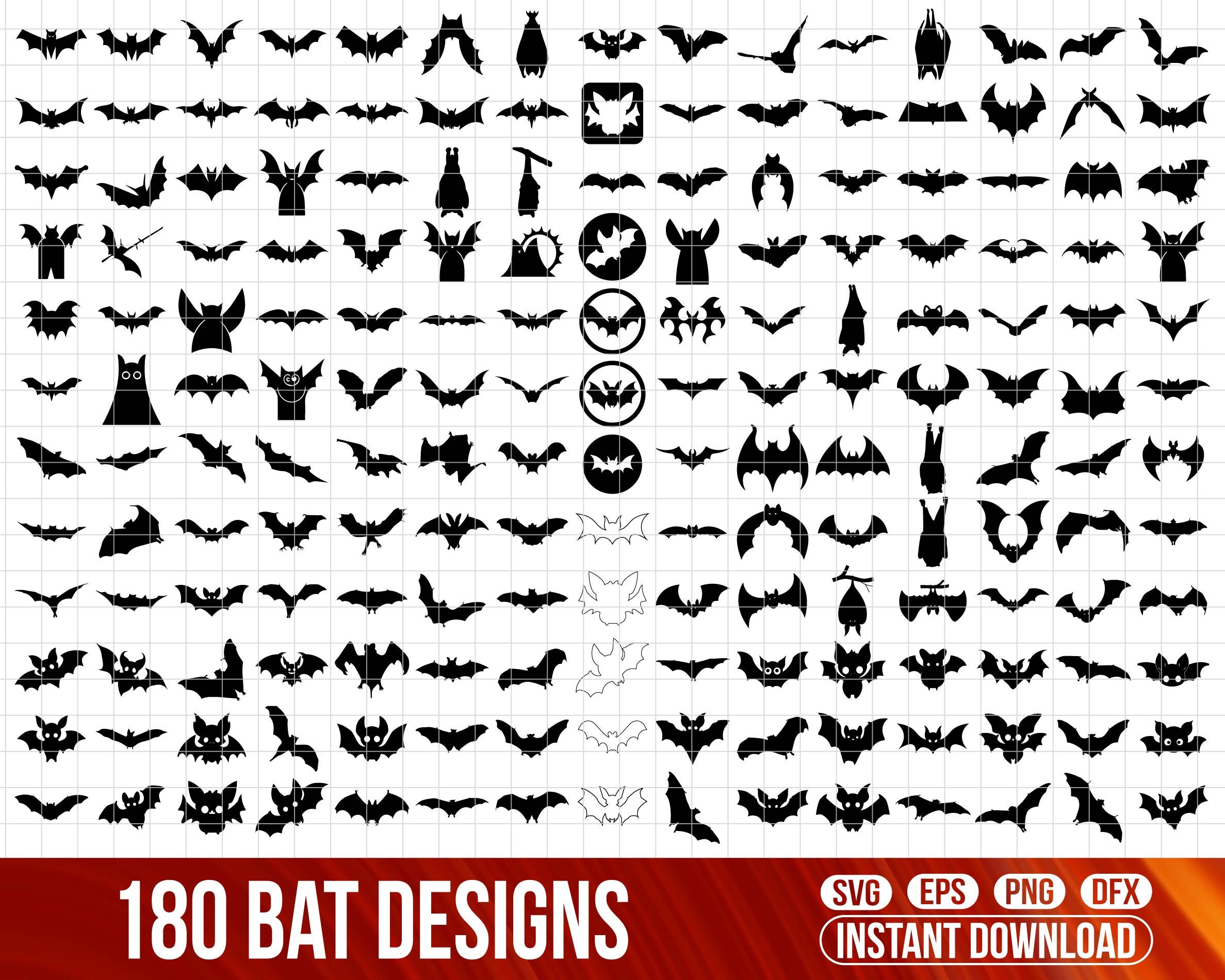 Bats SVG Bundle, Spooky Bats SVG, Bats Clipart, Bats PNG, Bats ...