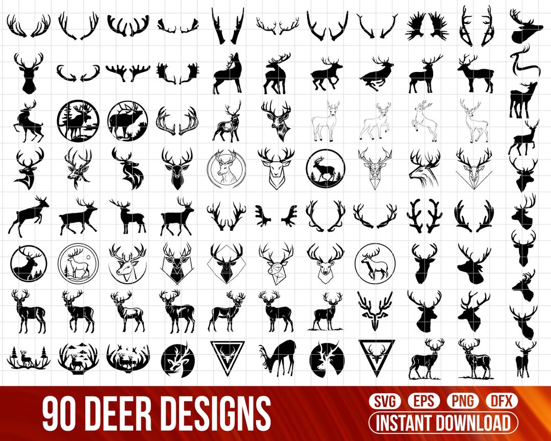 Deer SVG Bundle, Deer PNG Bundle, Deer Clipart, Deer SVG Cut Files for ...