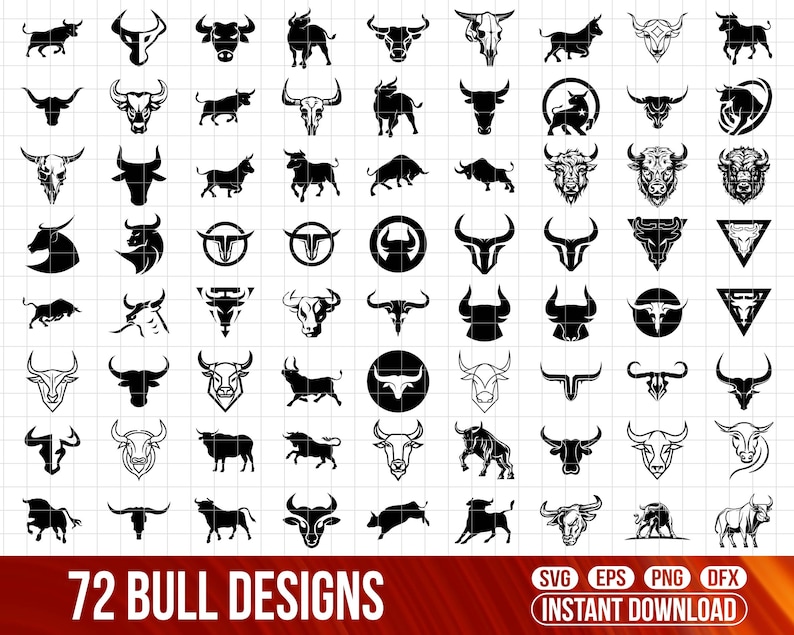 Bull SVG Bundle, Bull Svg, Bull Horn Svg, Bull Clipart, Bull SVG Cut ...