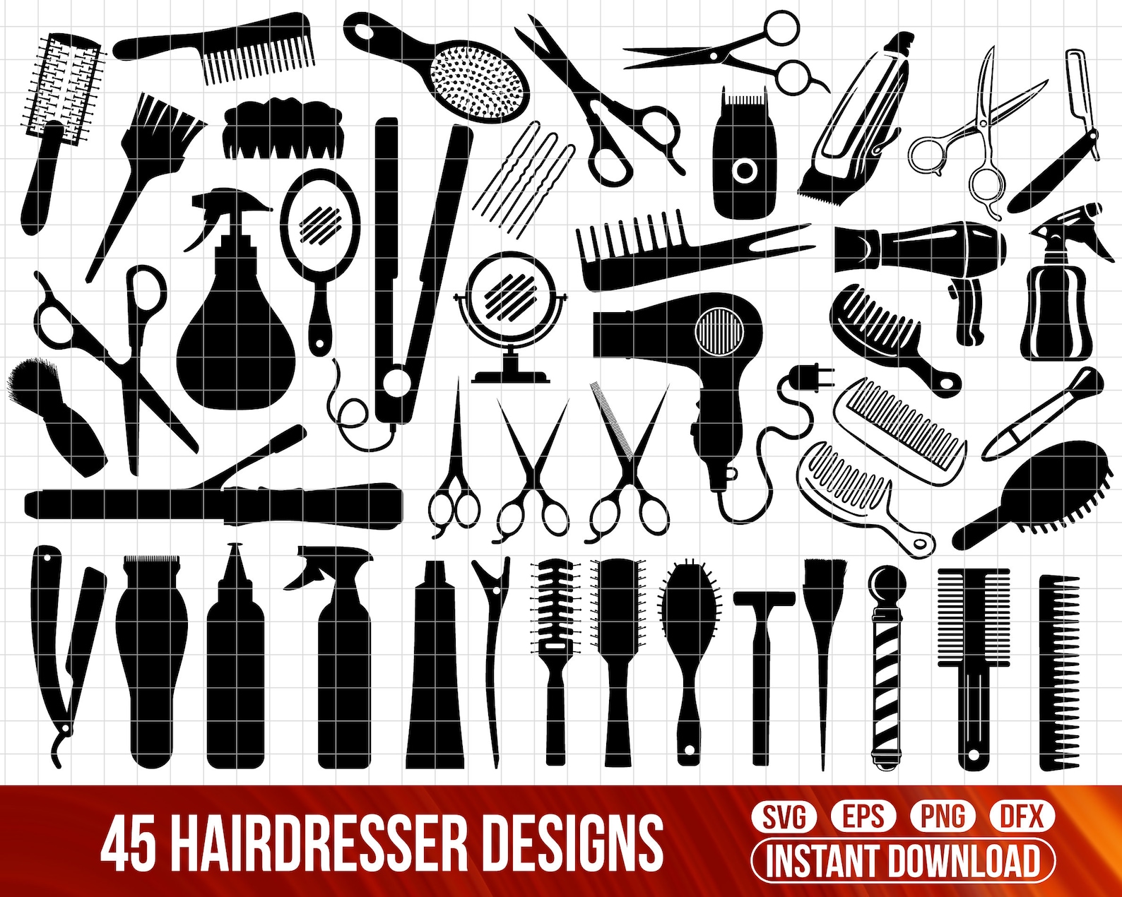 Hairdresser SVG Bundle, Hairstylist Clipart (digital Files) - Etsy