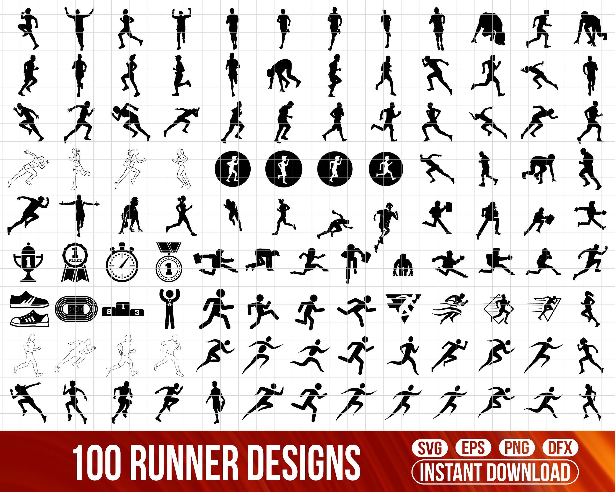 Runner SVG Bundle, Running People Silhouette, Running Man Svg, Running ...