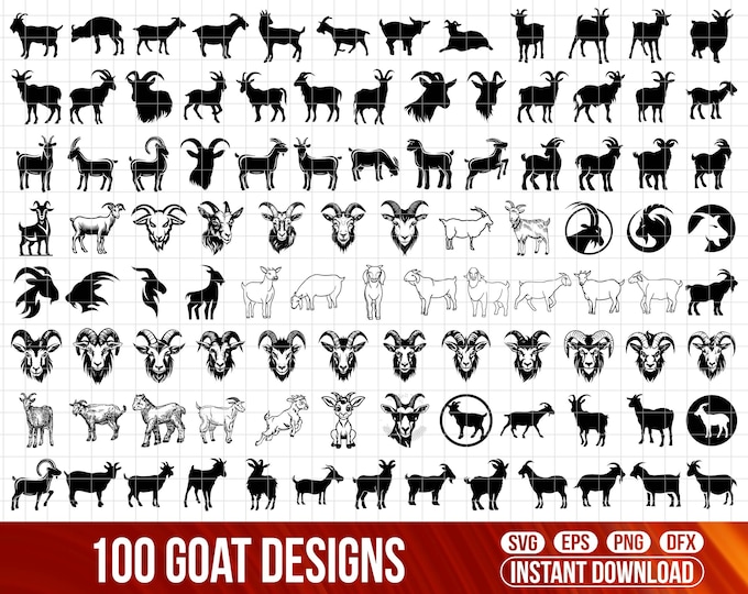 Goat Head SVG Bundle Goat Printable Vector Ram Silhouette, Cut File ...