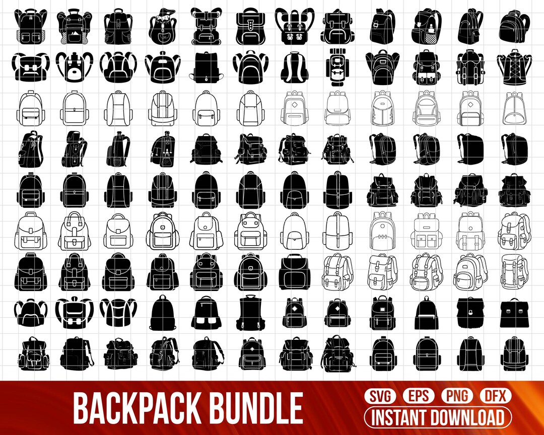 Backpack Svg Bundle, School Backpack PNG, Bag Silhouette for Cricut ...