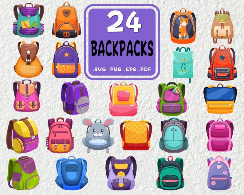 Backpack SVG Bundle, School Bag Clipart (printable) - Etsy