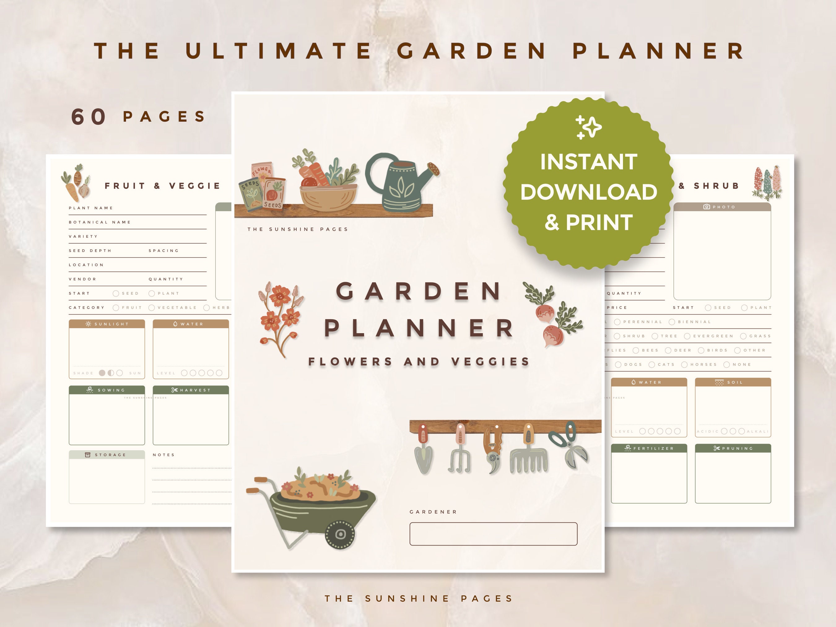 Ultimate Garden Planner Printable Gardening Log Flower Garden Tracker ...
