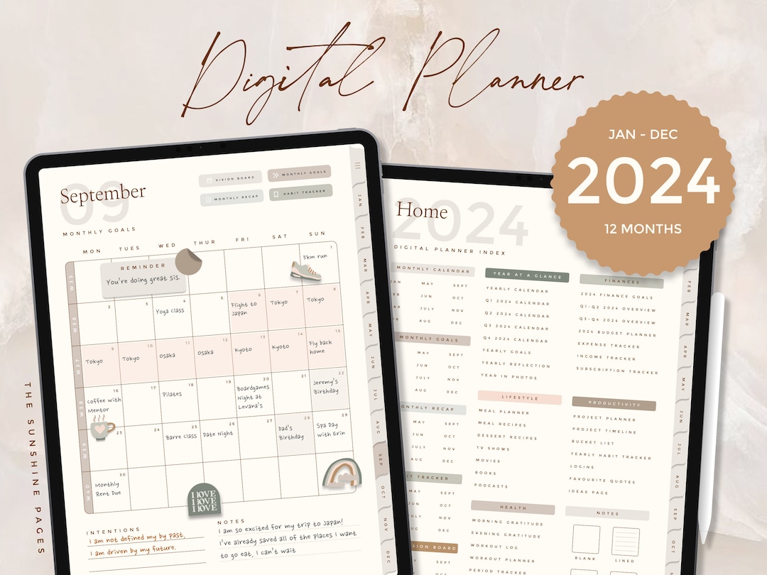 2024 Ultimate Dated Digital Planner Minimalist iPad Planner Goodnotes ...