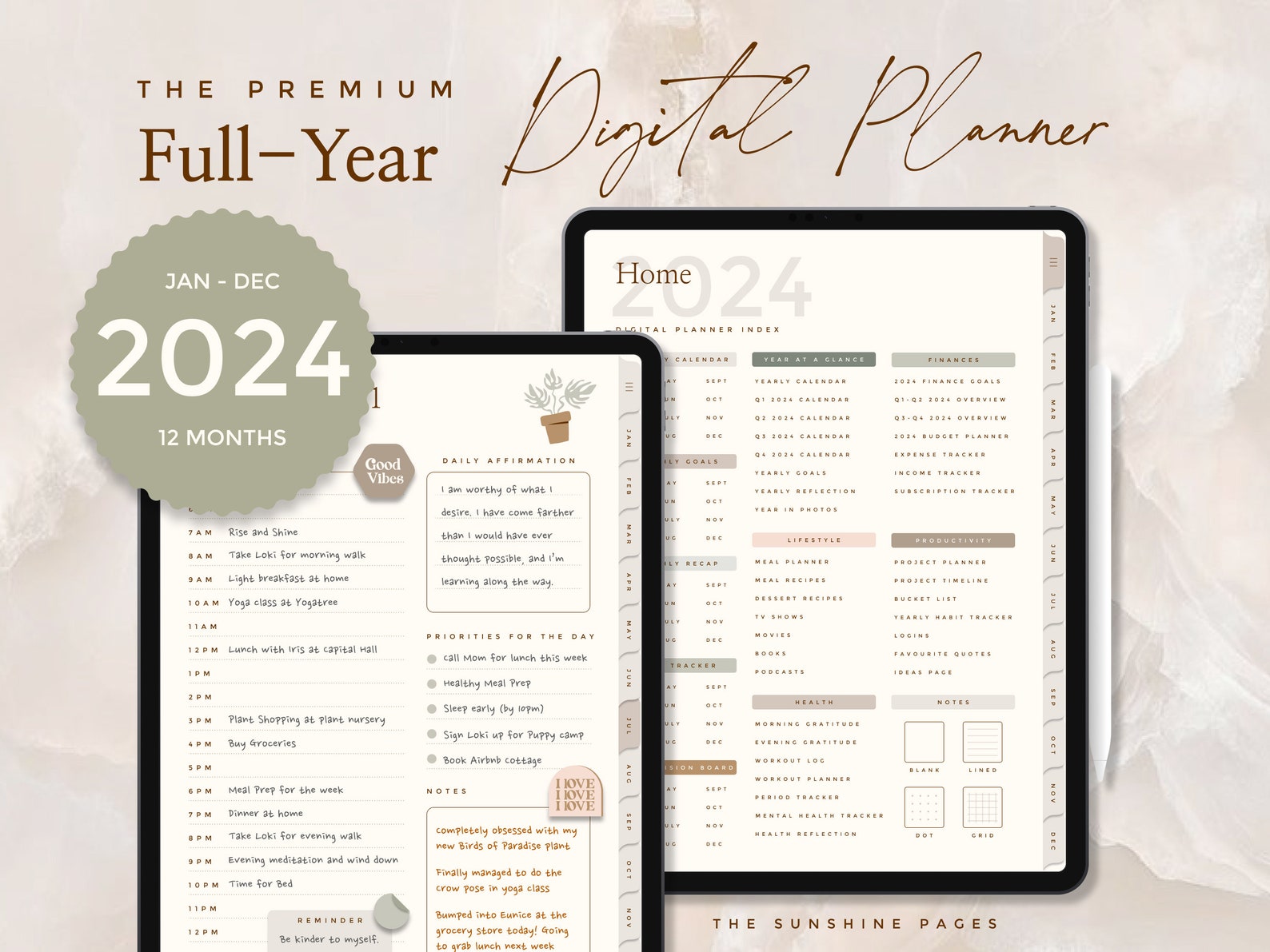 2024 Premium Dated Digital Planner Minimalist iPad Planner Goodnotes ...