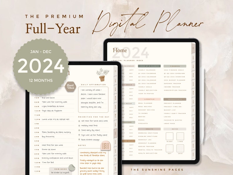 2024 Premium Dated Digital Planner Minimalist iPad Planner Goodnotes ...