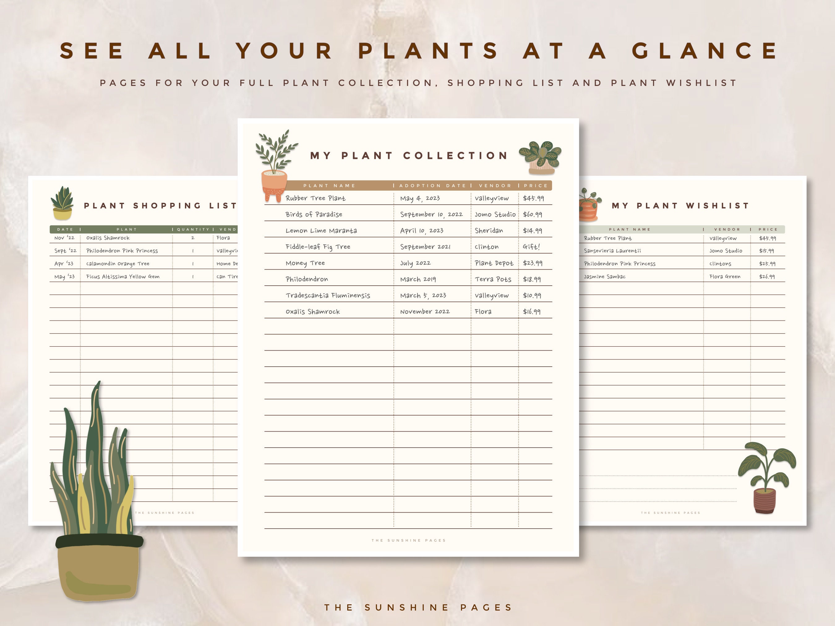 House Plant Tracker Printable Bundle Plant Care Planner Indoor ...