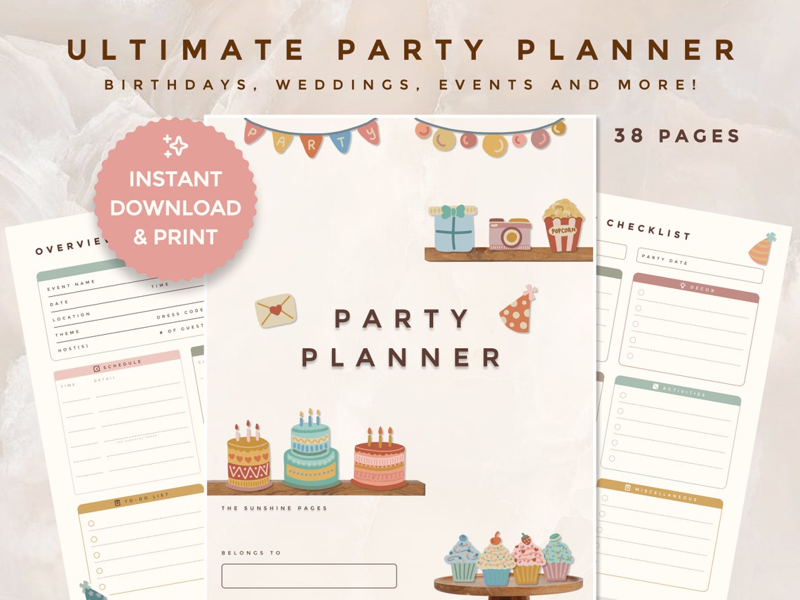 Party Planner Printable Event Organizer Birthday Checklist Party ...
