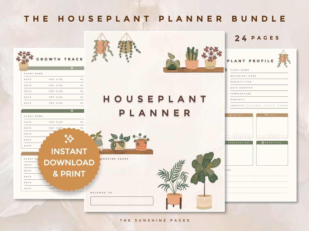 House Plant Tracker Printable Bundle Plant Care Planner Indoor ...