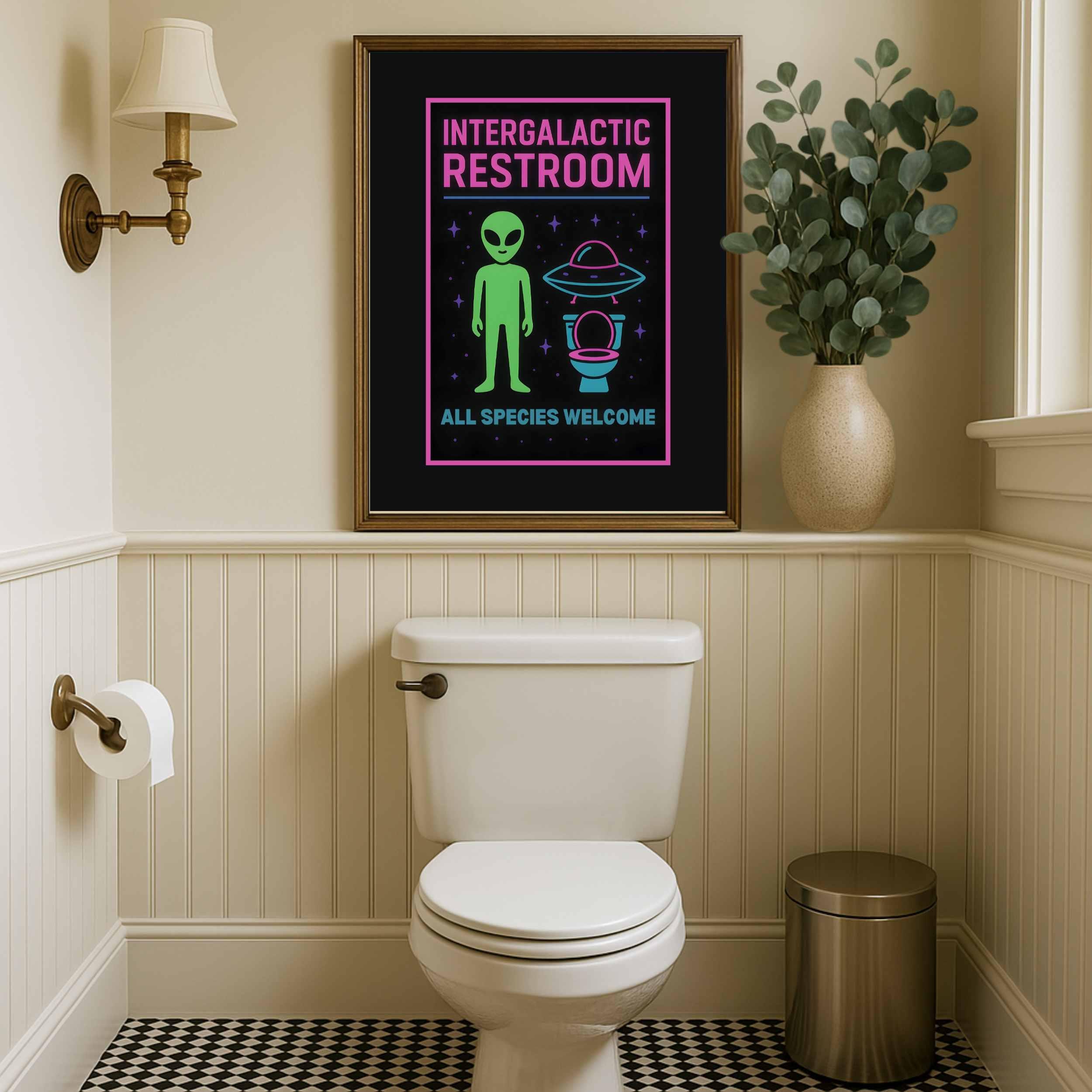 Intergalactic Restroom Sign Printable, Funny Alien Bathroom Wall Art ...