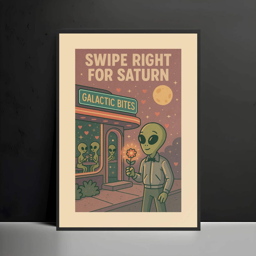Funny Alien Dating Art Printable Poster Sci Fi Wall Art for Bedroom ...