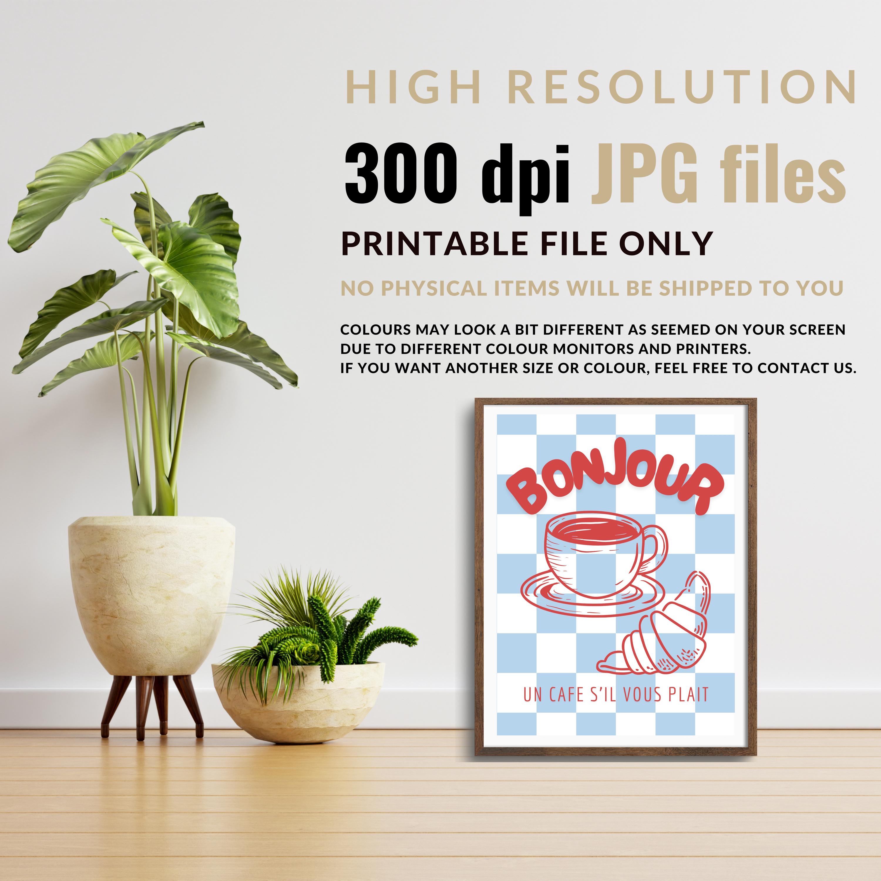 Bonjour Coffee Print, French Café Wall Art, Parisian Kitchen Decor ...