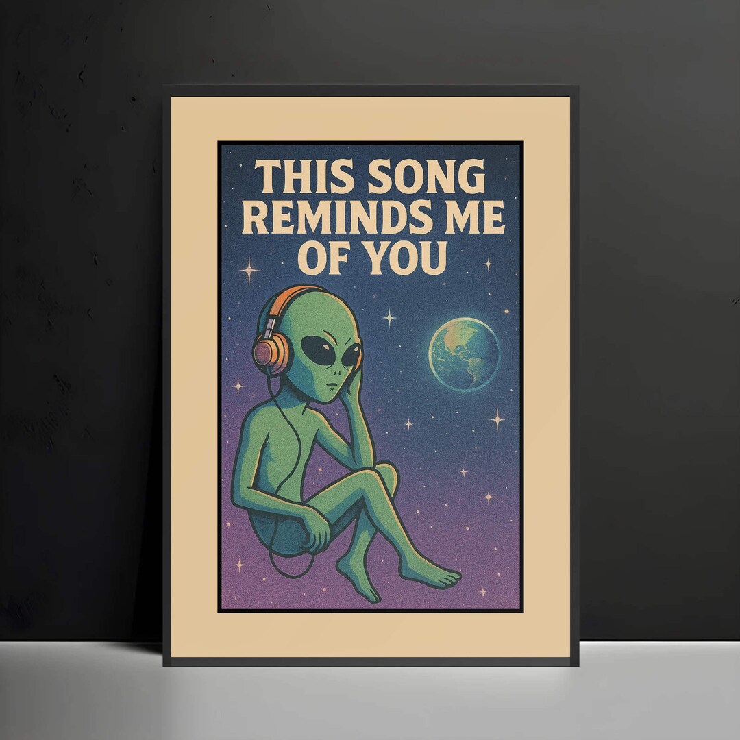 Alien Wall Art Preppy Apartment Poster, Trendy Dorm Decor, Lofi Indie ...