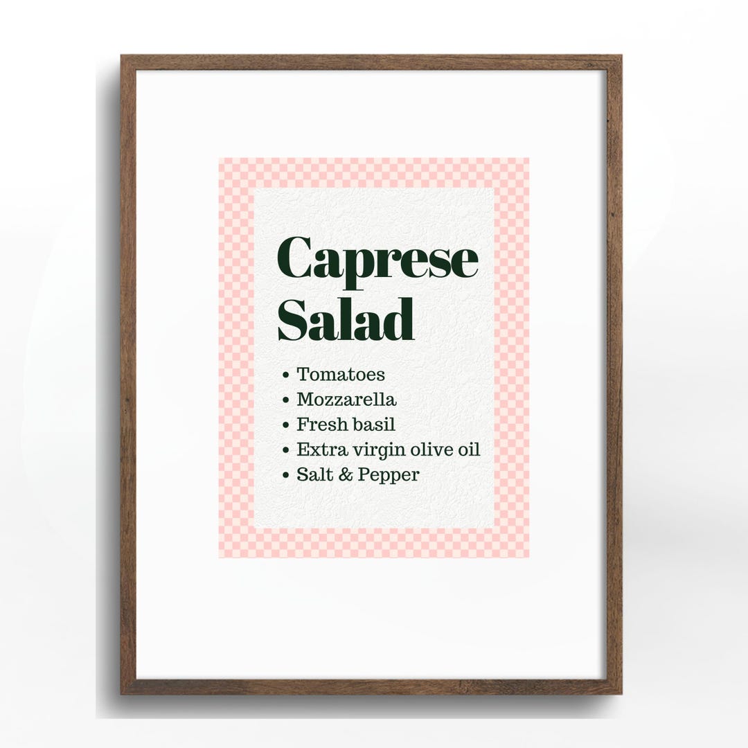 Caprese Salad Print - Kitchen Wall Art - Italian Mozzarella Recipe ...