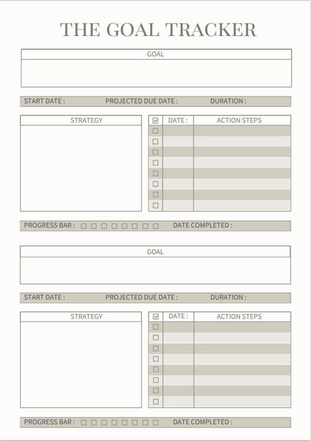 Goal Setting Planner, Printable Goal Tracker, Strategy for Goal Setting ...