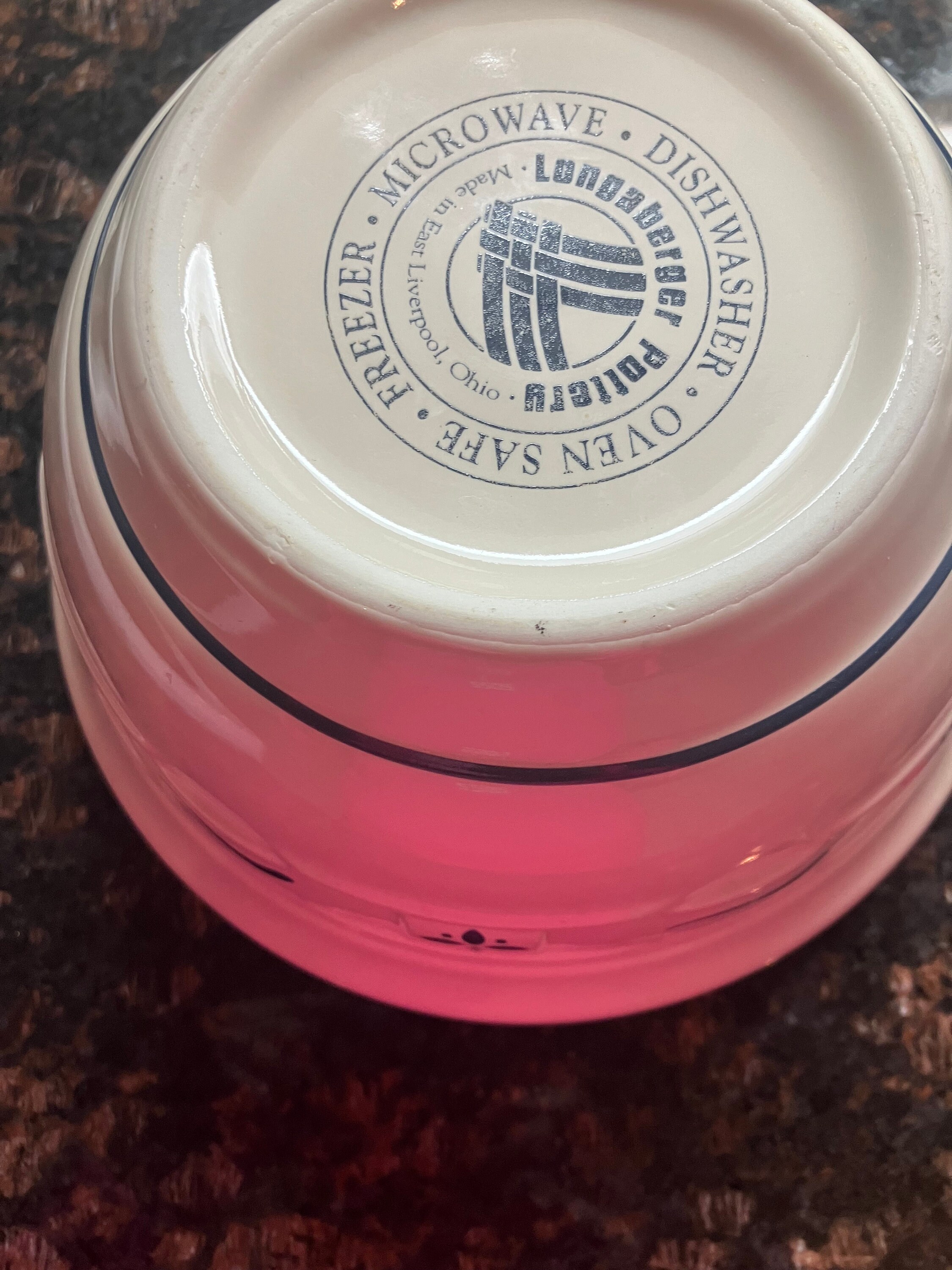 2 Pieces of Vintage Longaberger Pottery, a Mixing Bowl and Water/tea ...