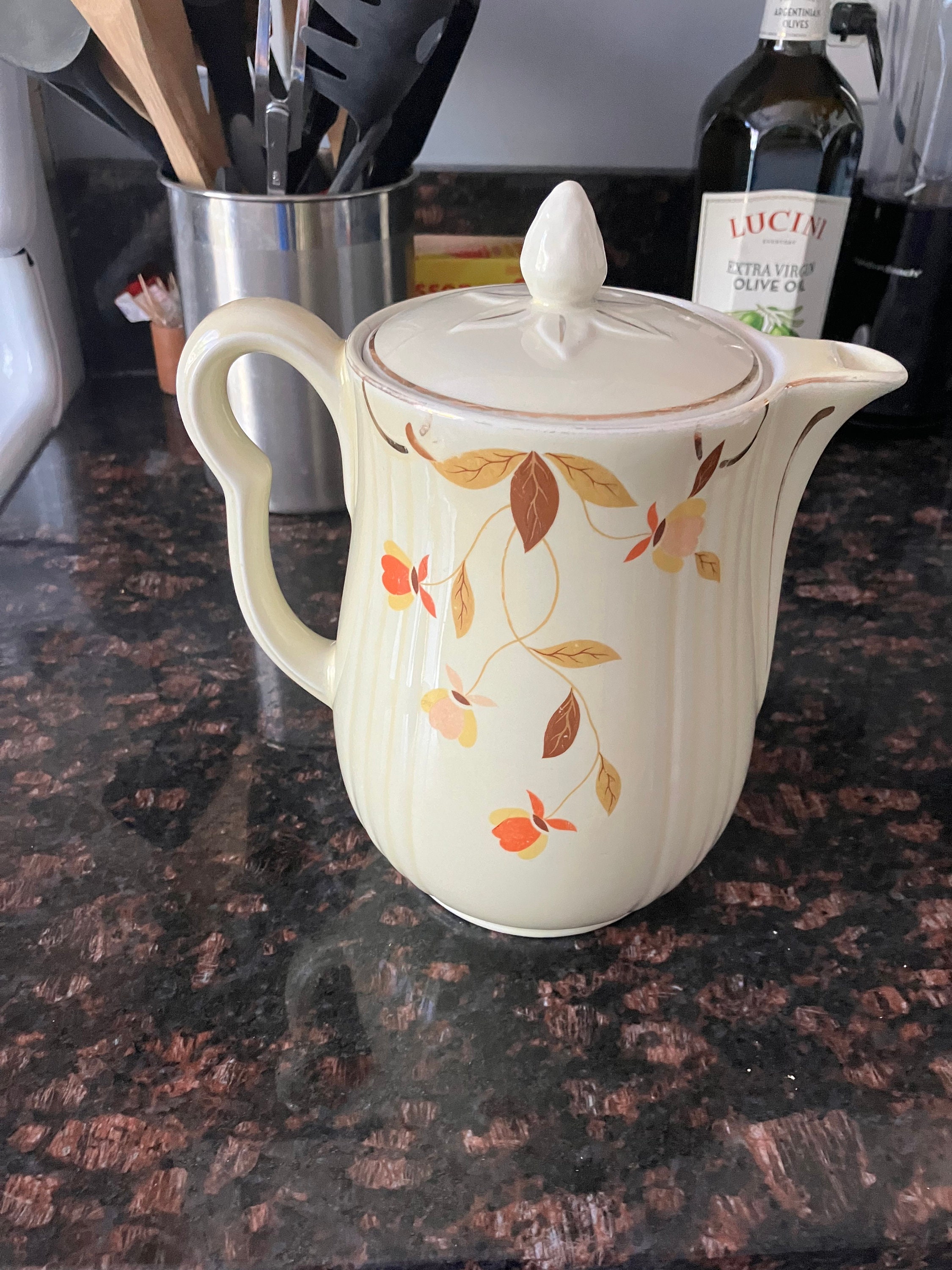 Vintage Jewel Tea Autumn Leaf Coffee/tea Pitcher With Lid - Etsy
