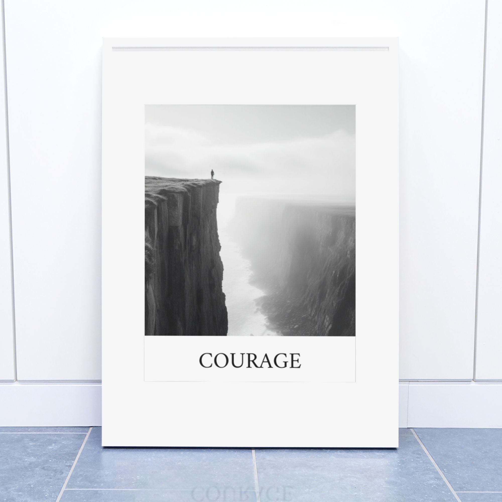 Courage Motivation Poster Person Standing at the Edge of a Cliff Print ...
