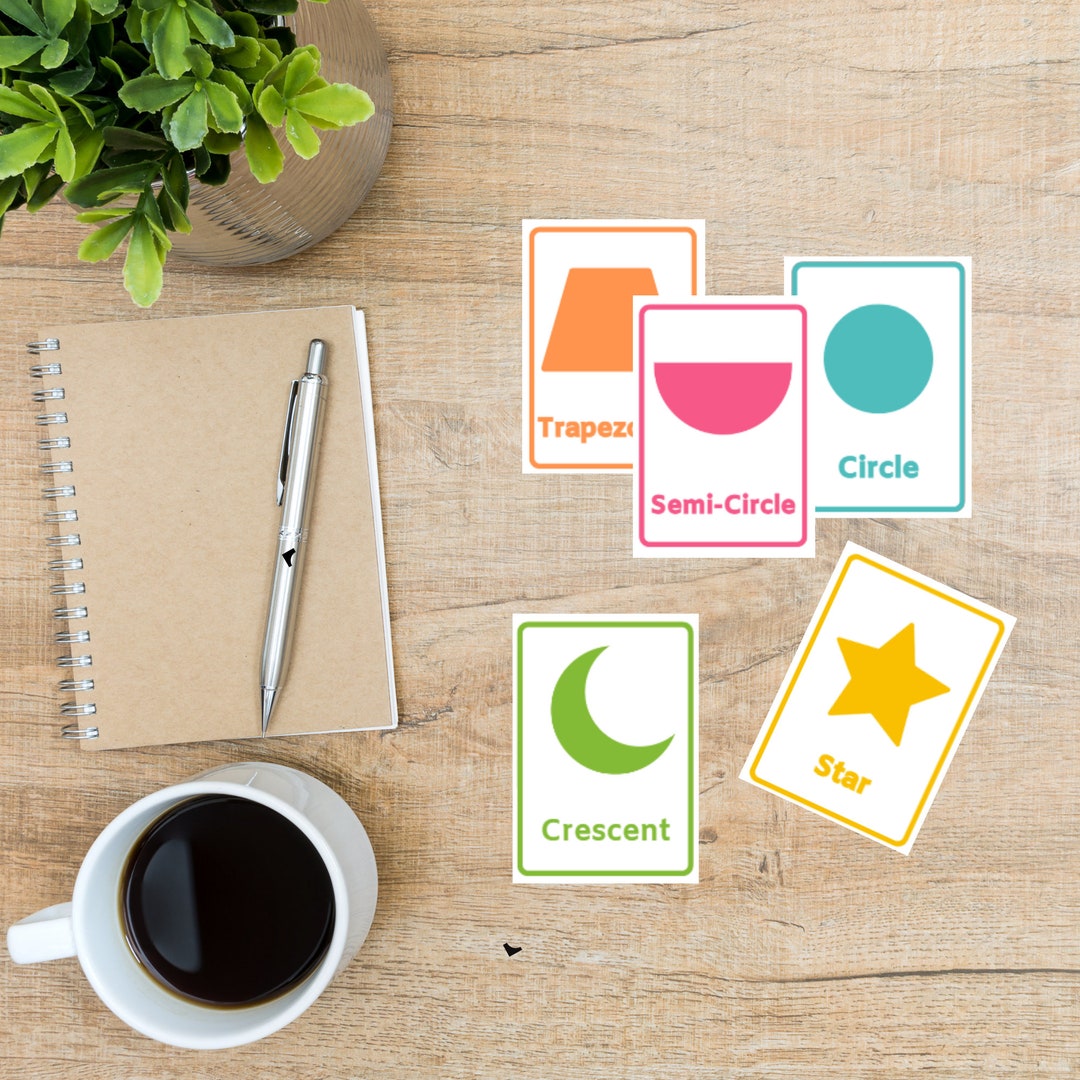 16 Geometric Shapes / Flash Cards Printable / Homeschool Preschool ...