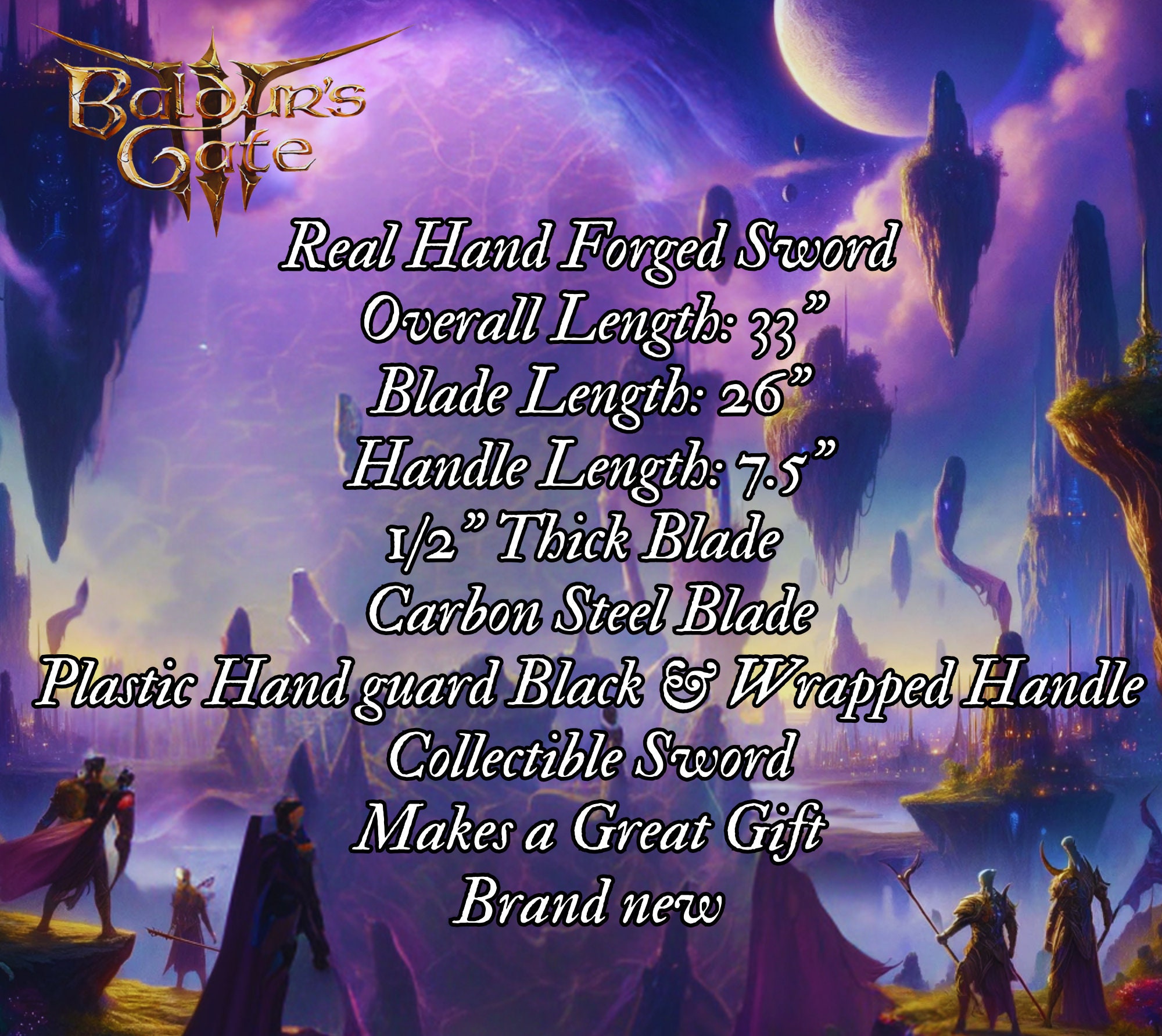 Hand Forged BG3 Githyanki Sword Replica, 33 Real Carbon Steel Blade ...