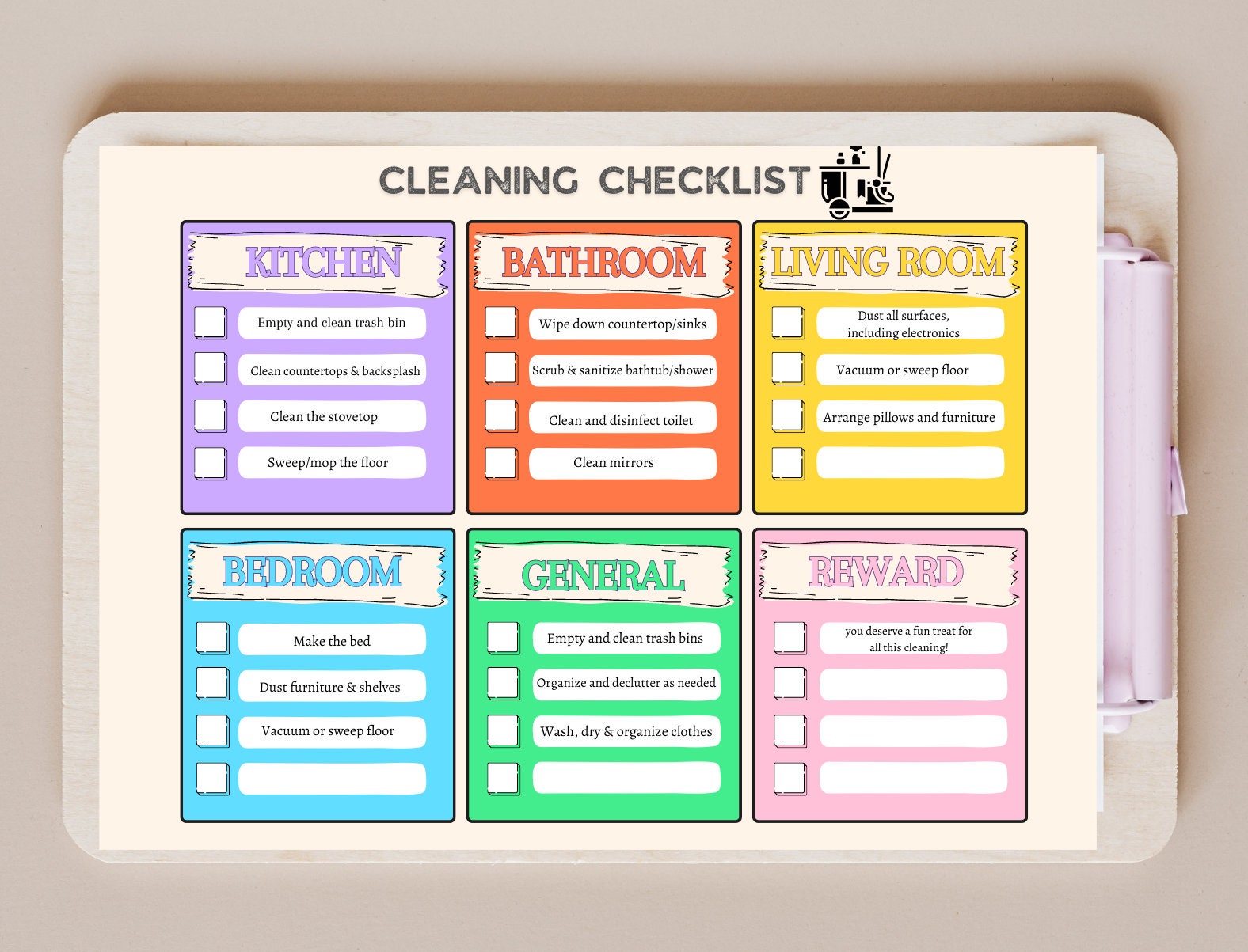 Cleaning Checklist Cute Cleaning Planner Printable Cleaning Checklist ...
