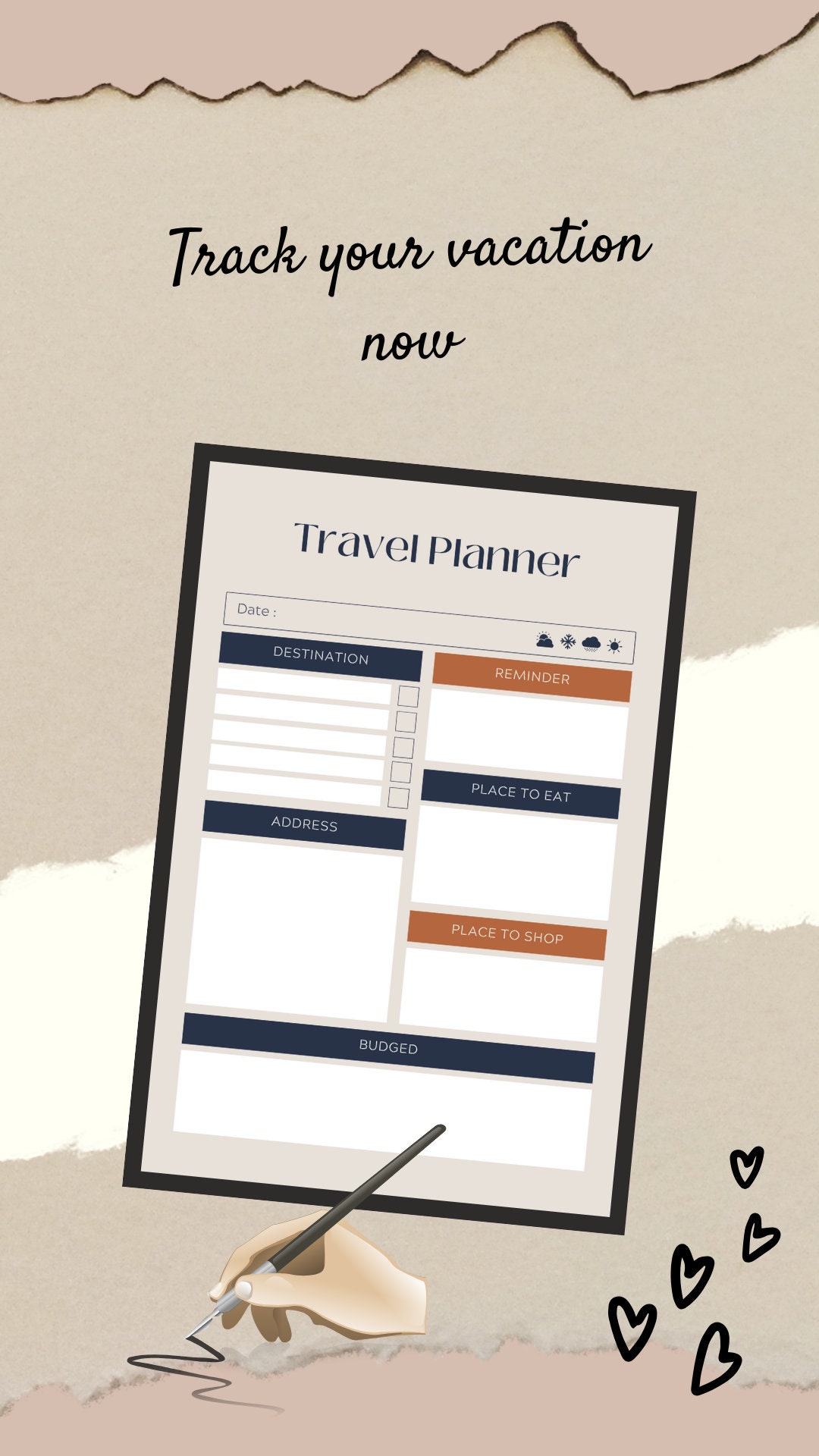 Editable Travel Planner Template Trip Itinerary Planner Canva Vacation ...