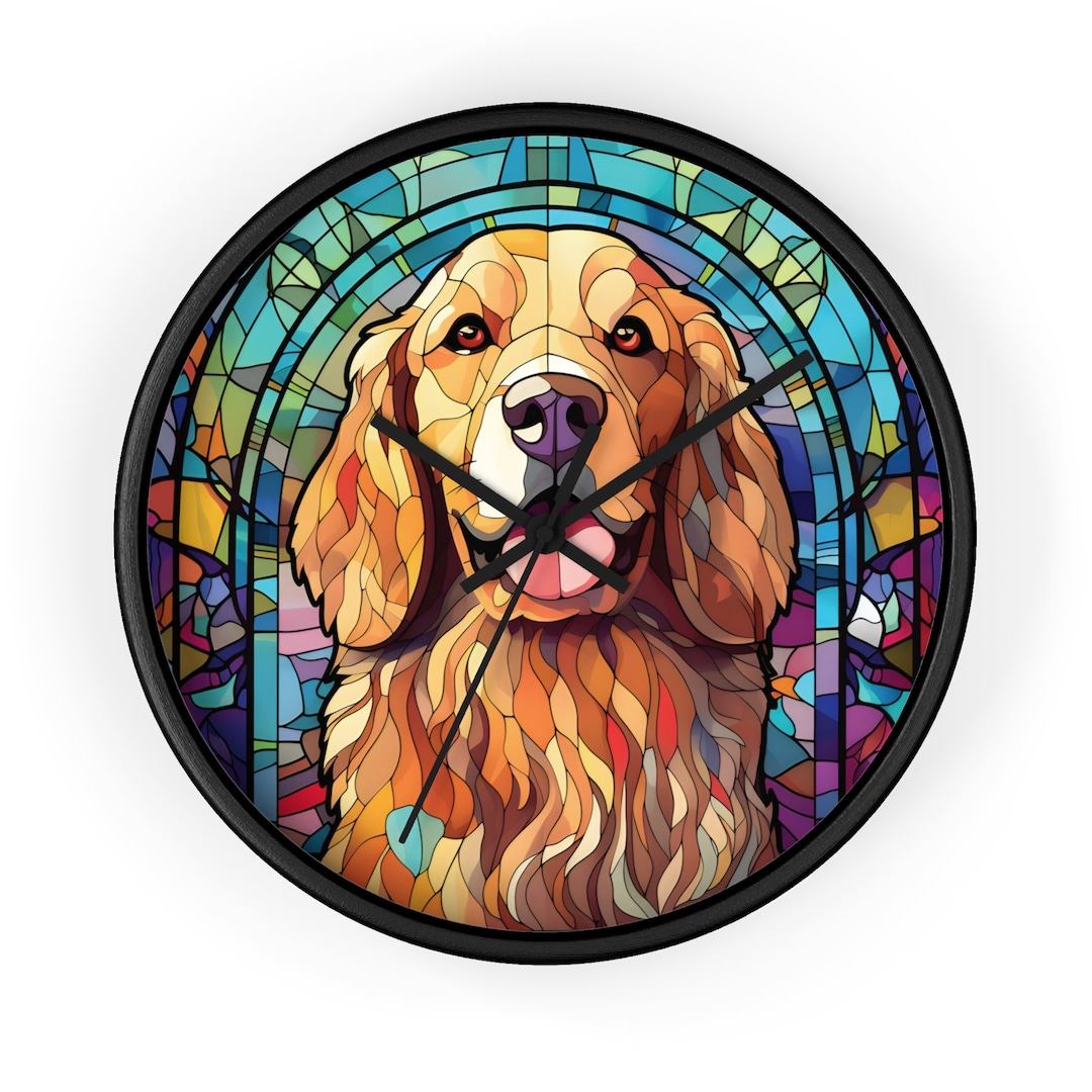 Golden Retriever Stained Glass Wall Clock - Etsy