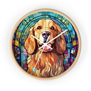 Golden Retriever Stained Glass Wall Clock - Etsy