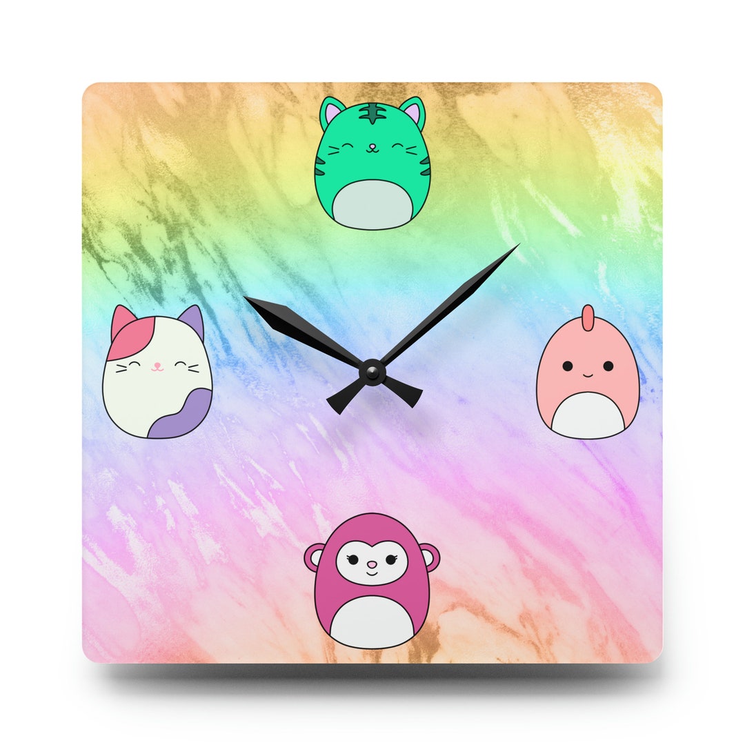 Custom Rainbow Ombre Squishmallows Acrylic Wall Clock - Etsy
