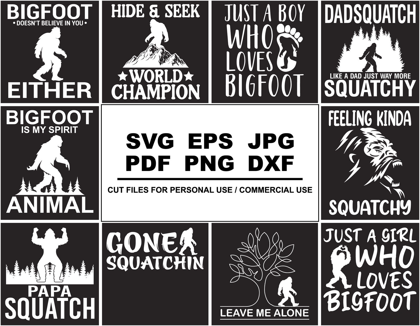 Sasquatch T-shirt Designs Bundle, Sasquatch T-shirt Designs, Sasquatch ...