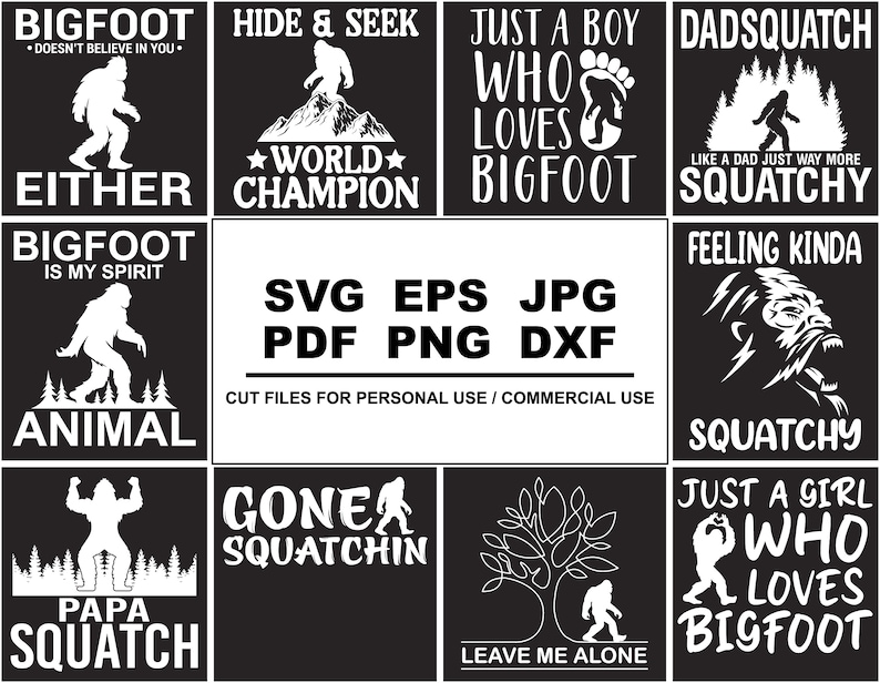 Sasquatch T-shirt Designs Bundle, Sasquatch T-shirt Designs, Sasquatch ...