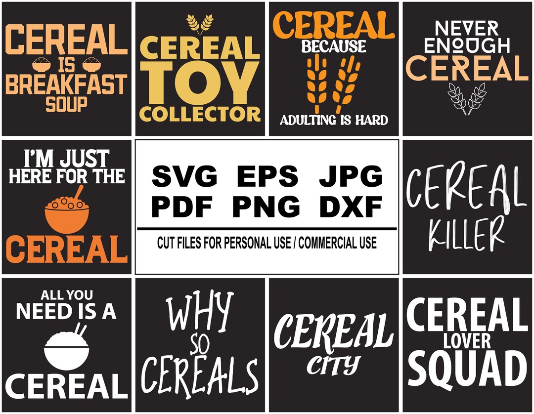 Png Svg Clipart Cereal Typography and Silhouette 10 T-shirts Design ...