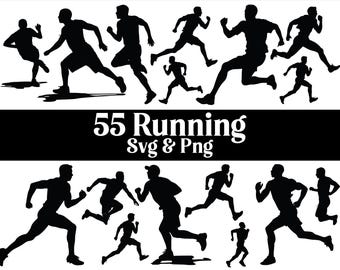 Runner Silhouette SVG, Athlete Clipart, Sports Vector, Fitness Digital ...