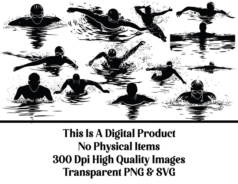 Swimming Silhouette SVG PNG Swimmer Clipart Sports Swimming Cut File ...