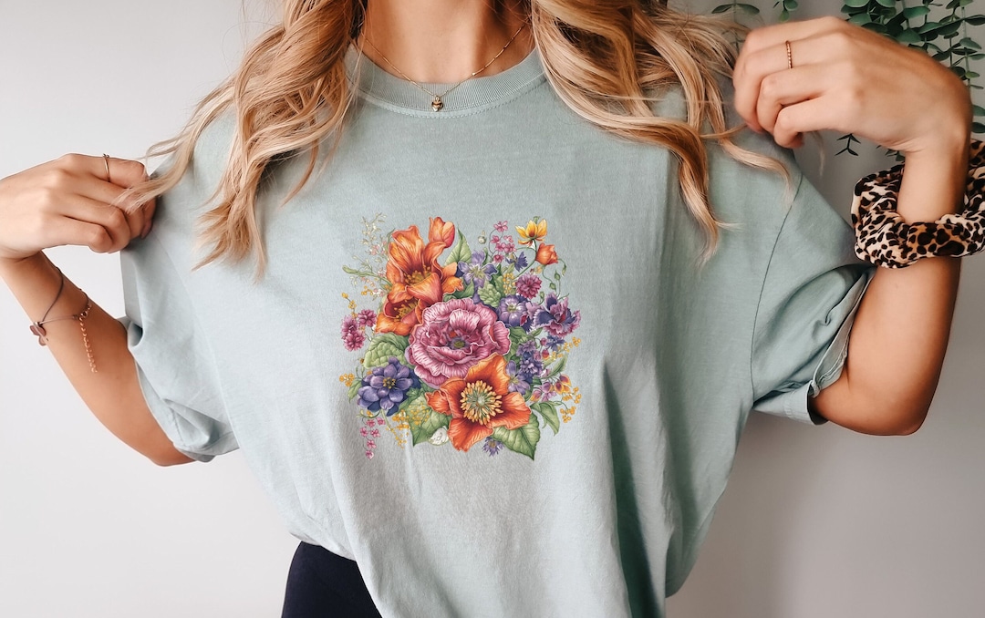 Flower Shirt Comfort Color Wildflower Tshirt, Flower Bouquet Shirt ...