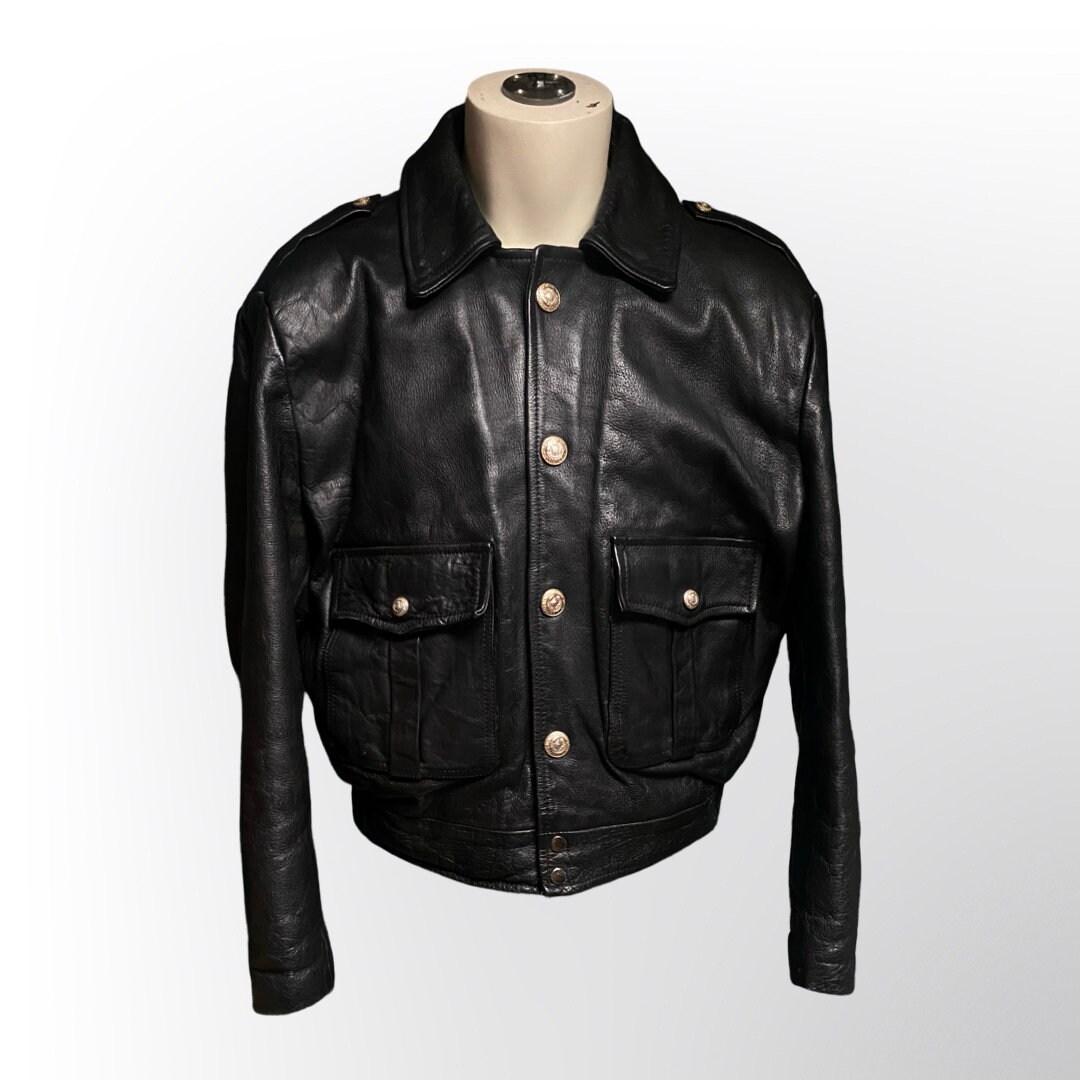 Chicago City Police Biker Leather Jacket Vintage 70s - Etsy