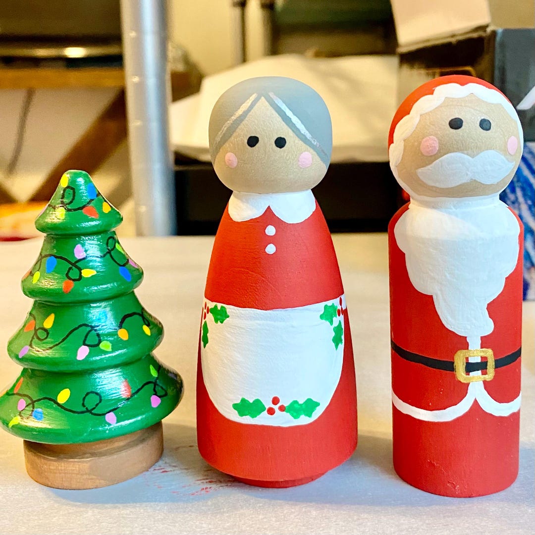 Christmas Winter Holidays Peg Dolls for Sensory Play Loose Parts Santa ...