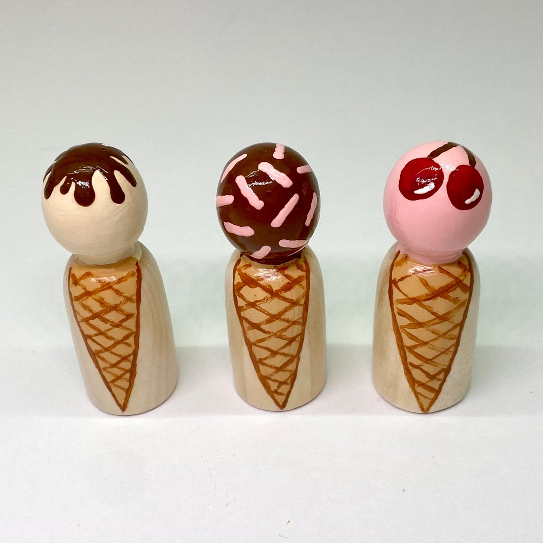 Ice Cream Cone Peg Dolls Wooden Toys for Sensory Play - Etsy