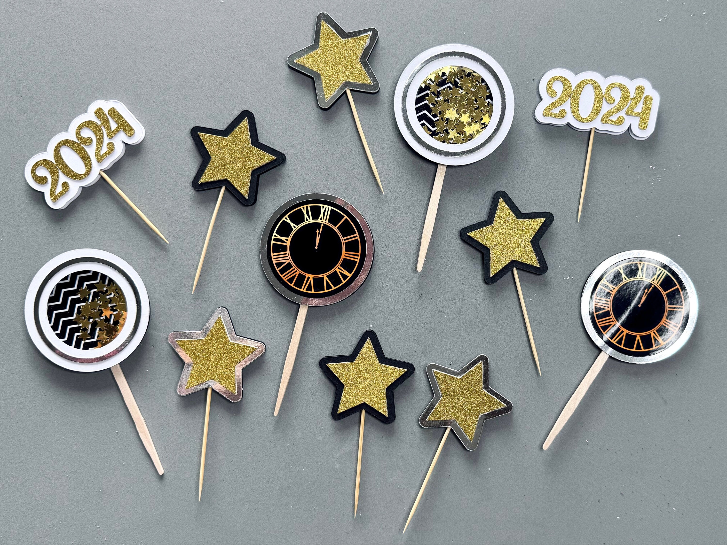 2024 New Year Collection Cupcake Toppers 3D Shaker Cupcake - Etsy UK