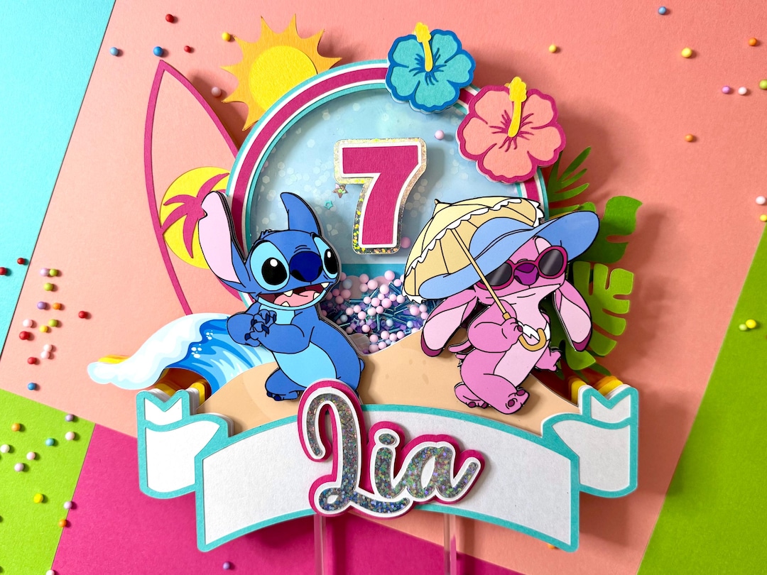 Blue Alien and Pink Alien Cake Topper, Stitch and Angel Inspired ...