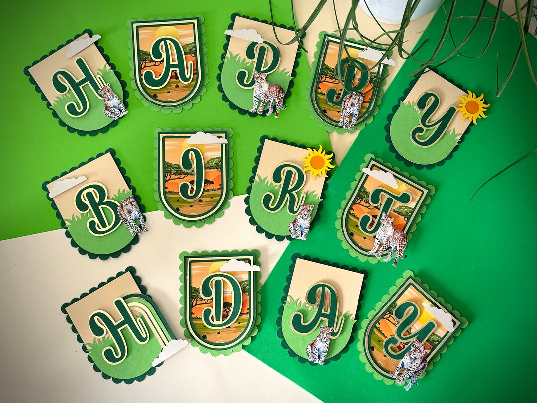Cheetah Safari Birthday Banner | Personalized Cheetah Party Decor ...