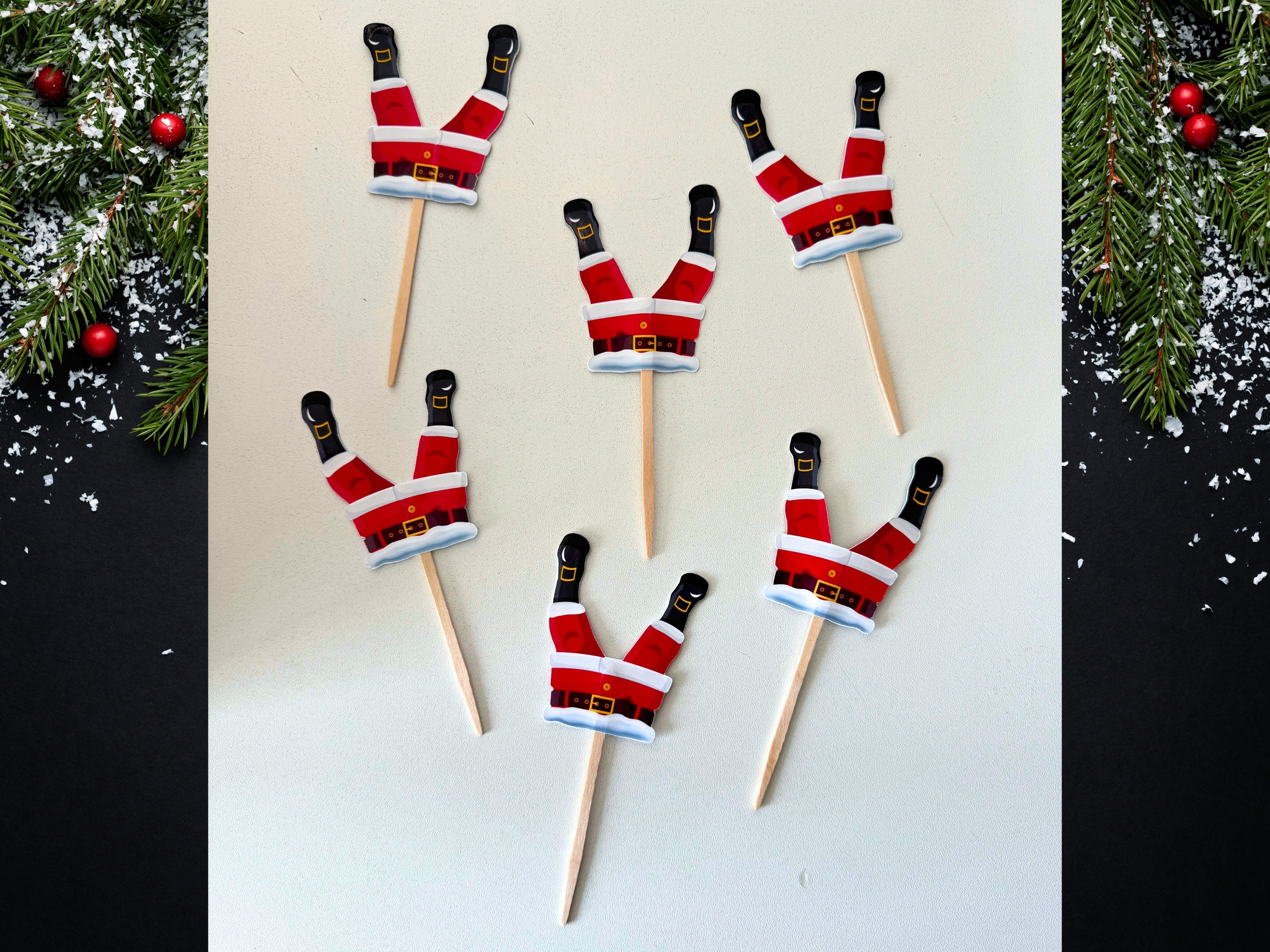 Funny Santa Double-sided Cupcake Toppers Christmas Baking - Etsy