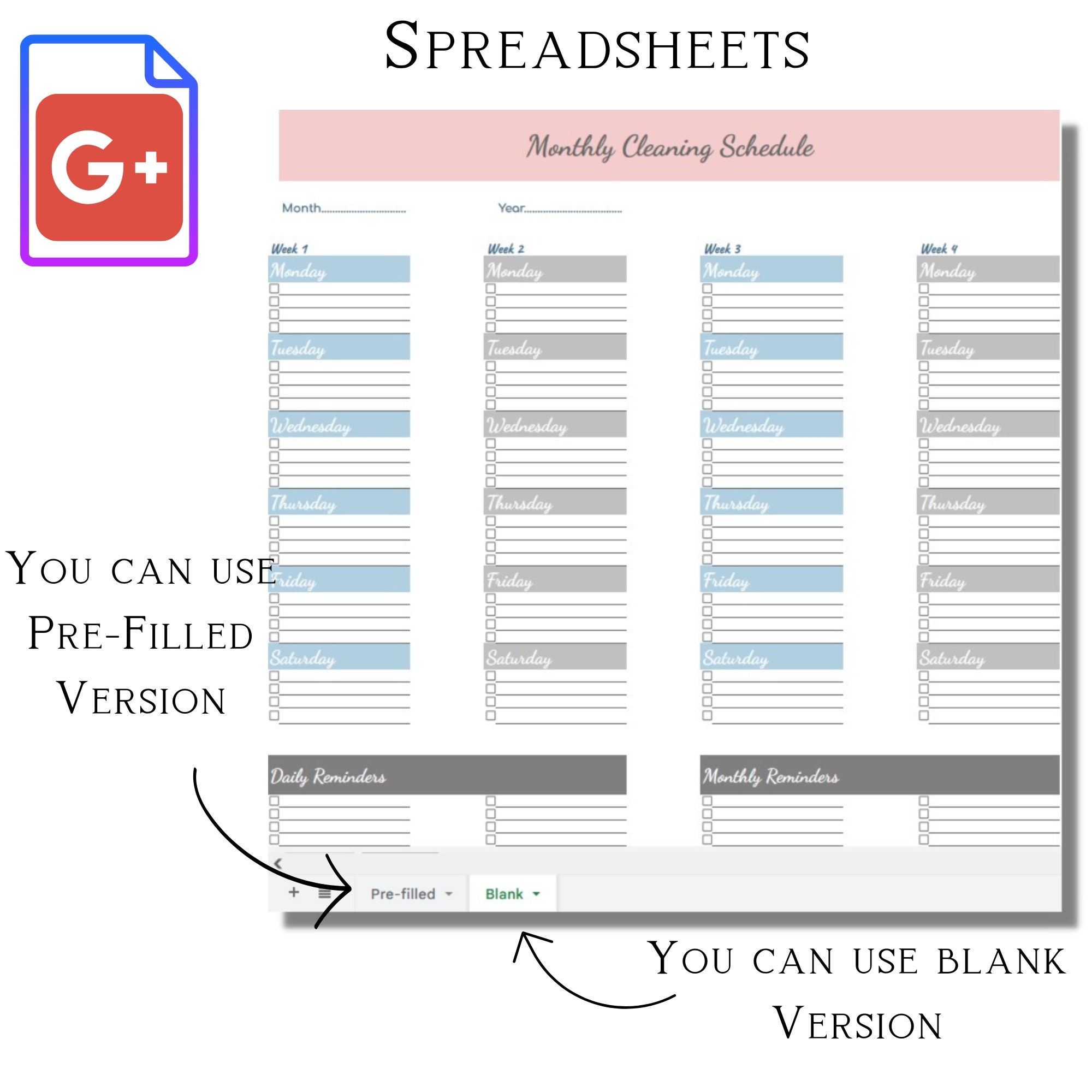 Monthly Cleaning Planner, PRINTABLE AND EDITABLE, Cleaning Checklist ...