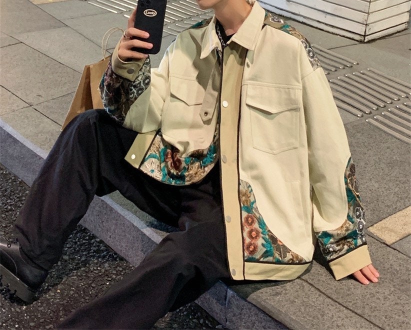 Floral Embroidery Work Jacket Varsity Jacket College Jacket - Etsy