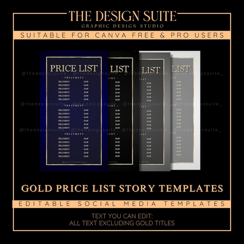 Gold Price List Editable Story Canva Templates, Social Media Post ...