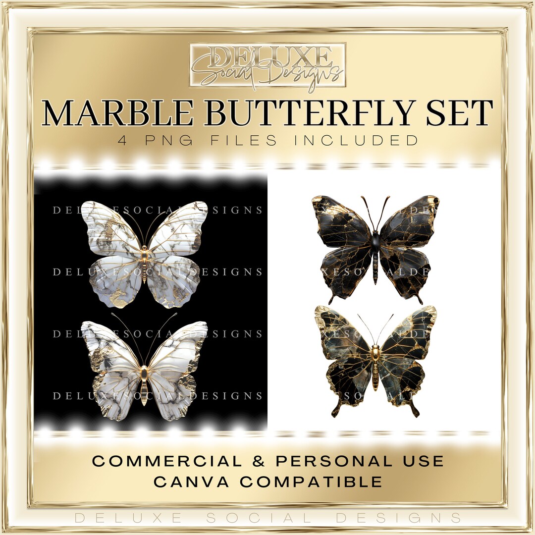 Marble Butterfly Clipart, Social Media Content Design, Commercial Use ...