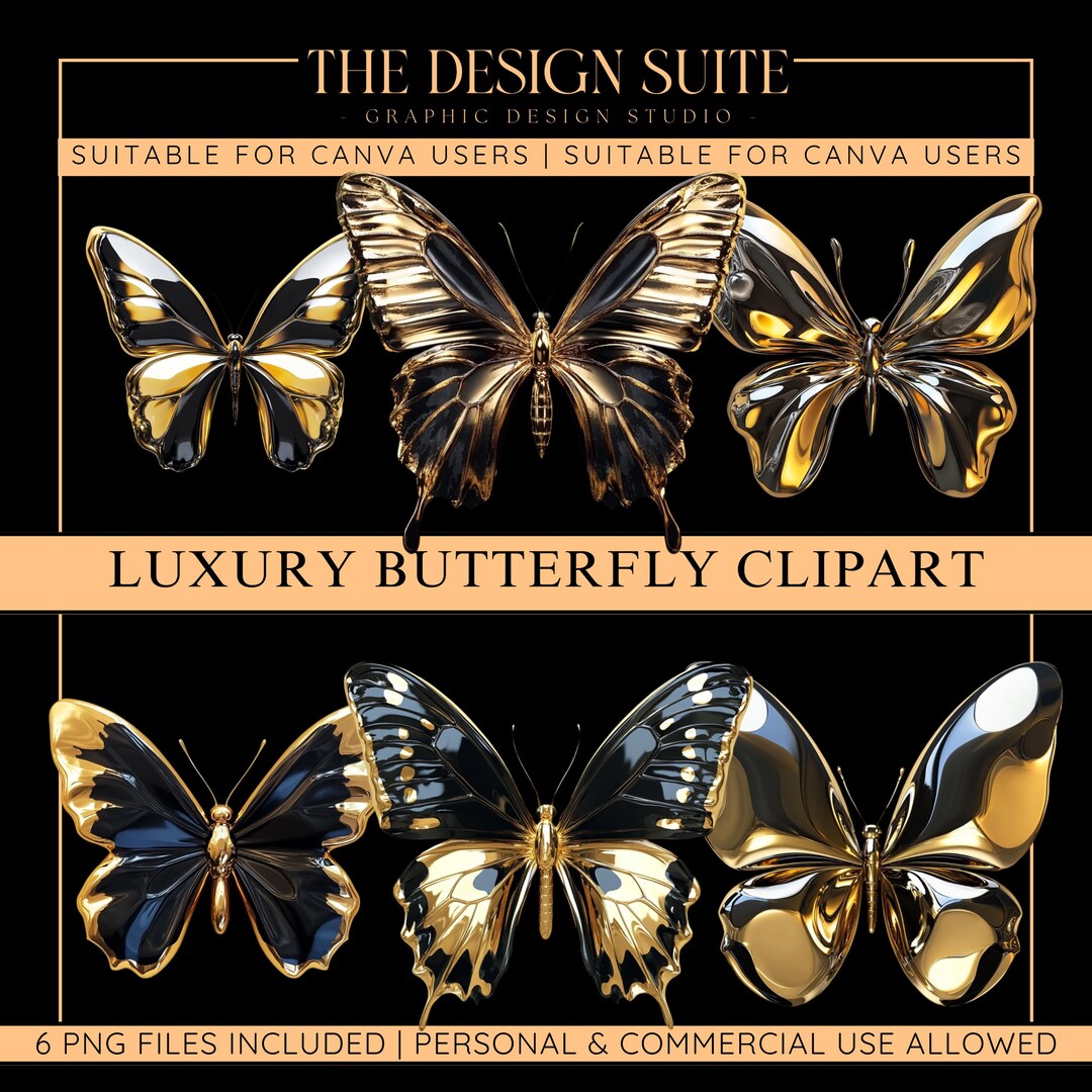 Luxury Butterfly Clipart, Social Media, High Quality PNG Files, Luxury ...